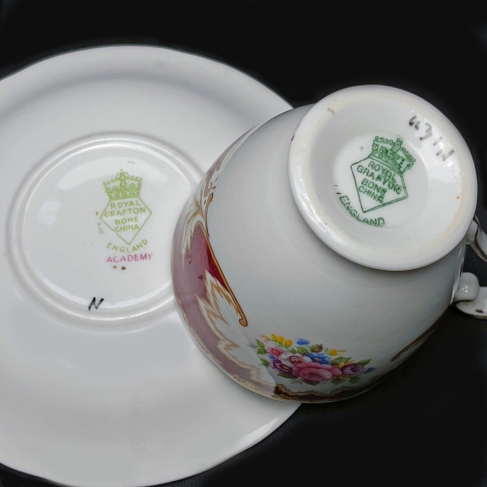 Royal Grafton Fine Bone China Tea Cup and Saucer Academy Burgundy ...