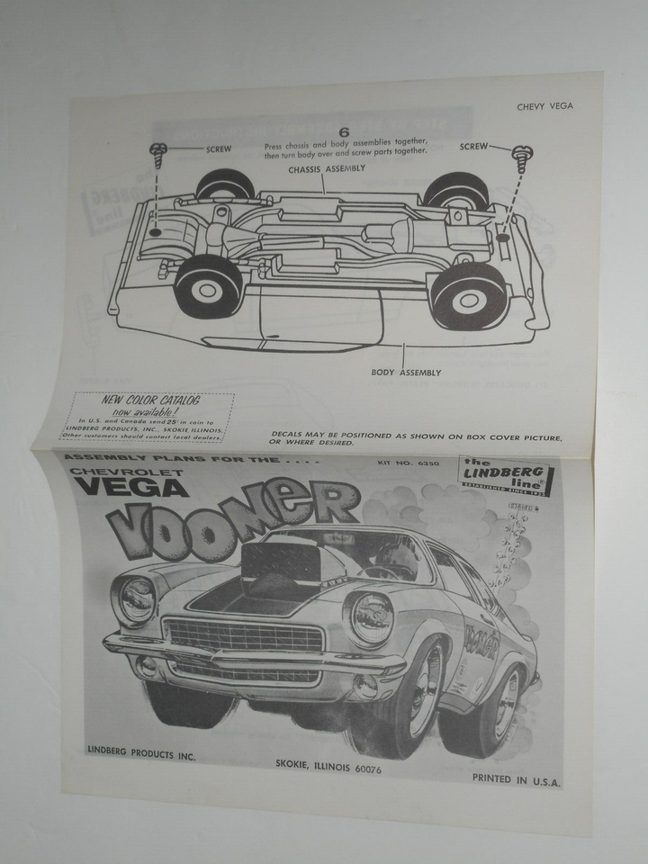 LINDBERG CHEVROLET VEGA VOOMER Model Kit 6350 Assembly Instructions | eBay