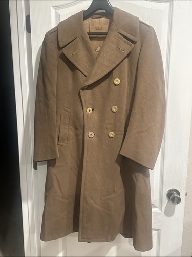 WWII US Army Wool Military Overcoat Trench Coat VTG Men's Long Heavy ...