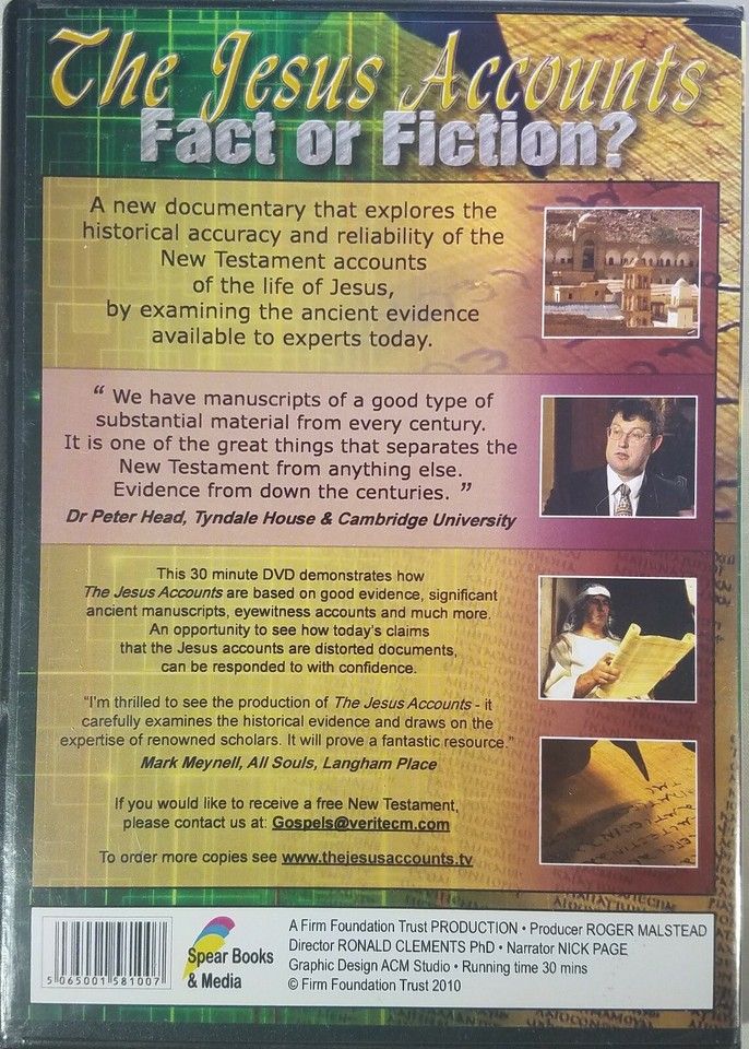 The Jesus Accounts Fact or Fiction? DVD ~ Historical, Evidence ...
