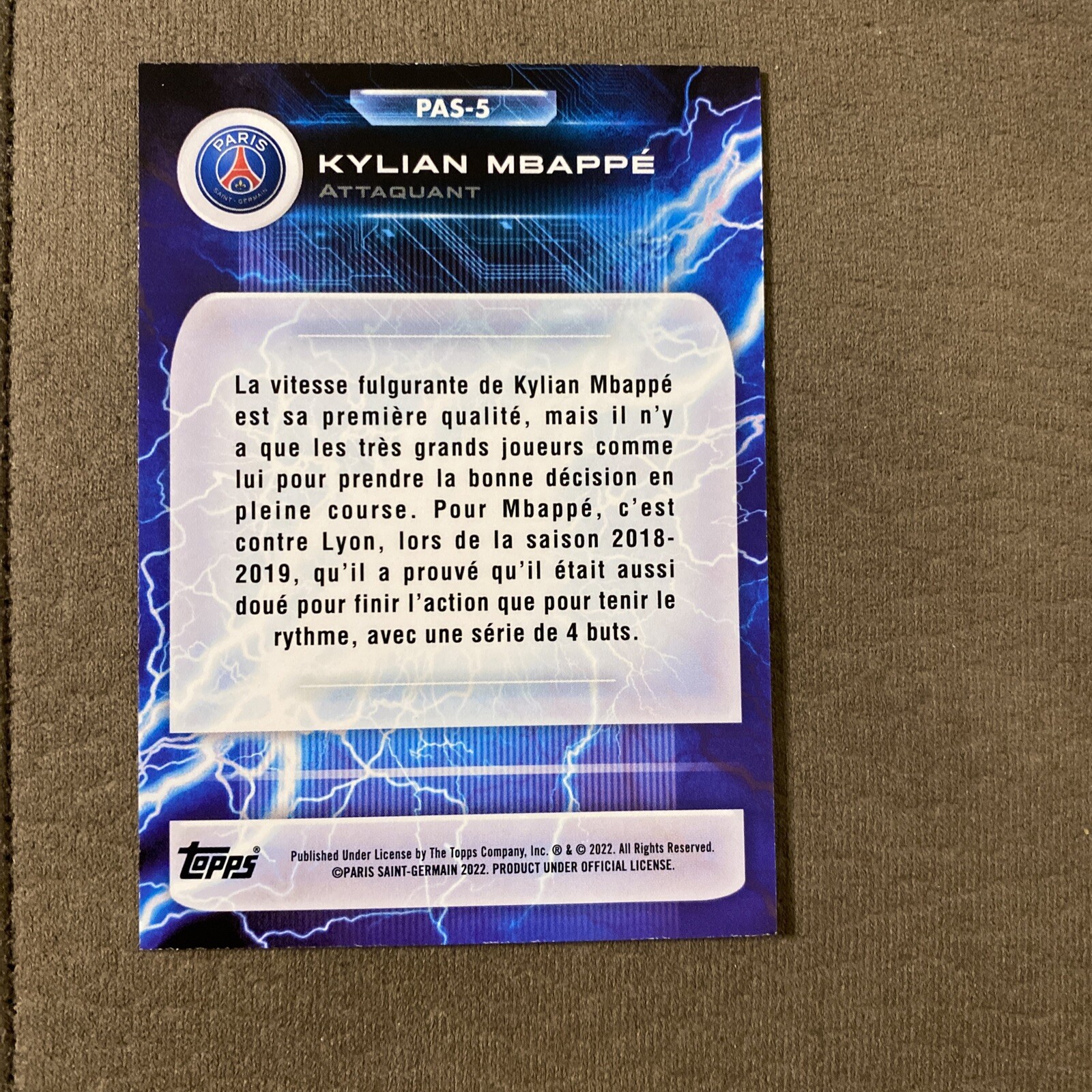 TOPPS PSG BOX TEAM SET 2022 - SUPER ELECTRIC INSERT - KYLIAN MBAPPE | eBay