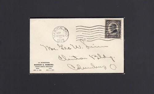 FDC: #610 2c Harding Sep 1, 1923 - 1st Geo LINN Mourning Cover - 118 x ...
