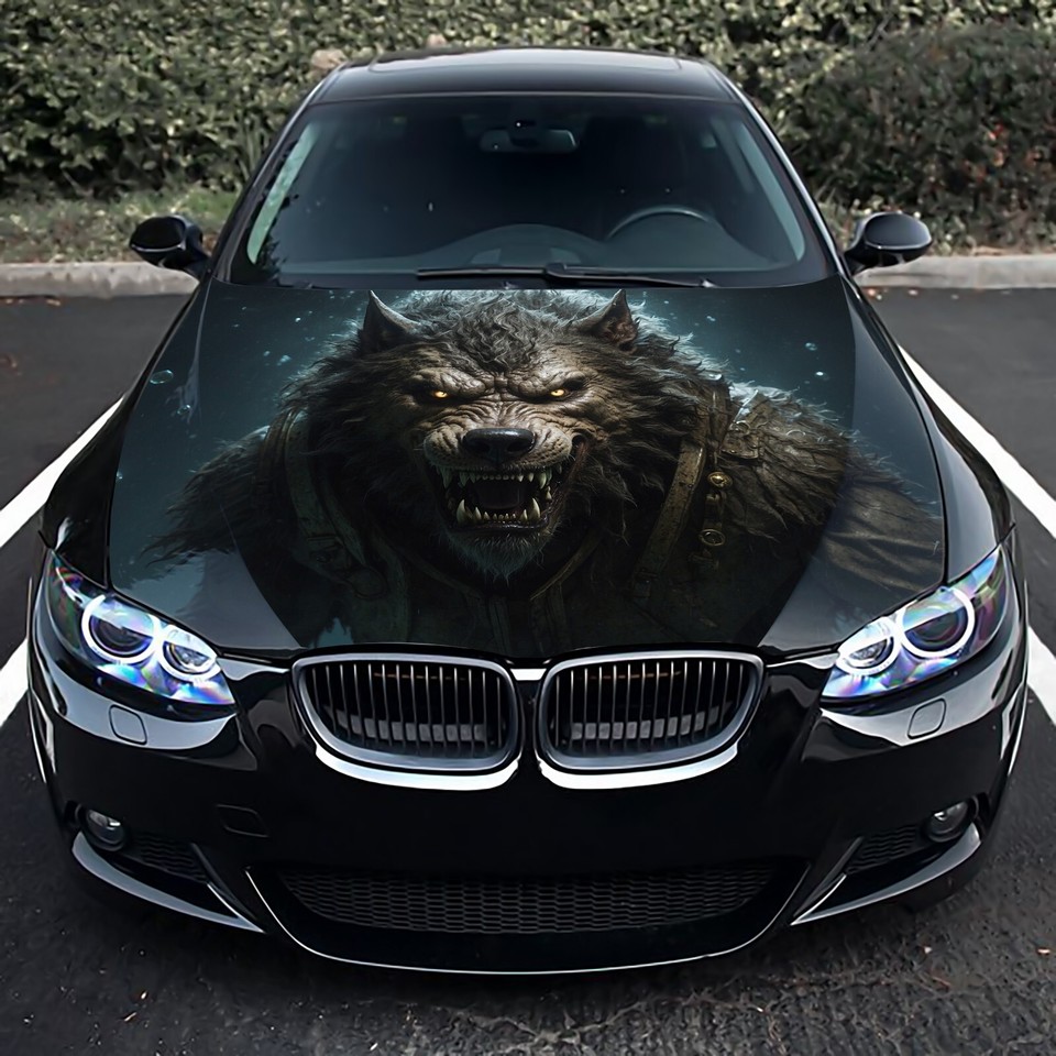 Werewolf Car Hood Wrap Decal Vinyl Sticker Wolf Full Color Graphic Fit ...