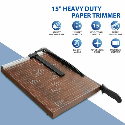 15" Cut Length Professional Guillotine Paper Cutter 12 Sheet Paper ...