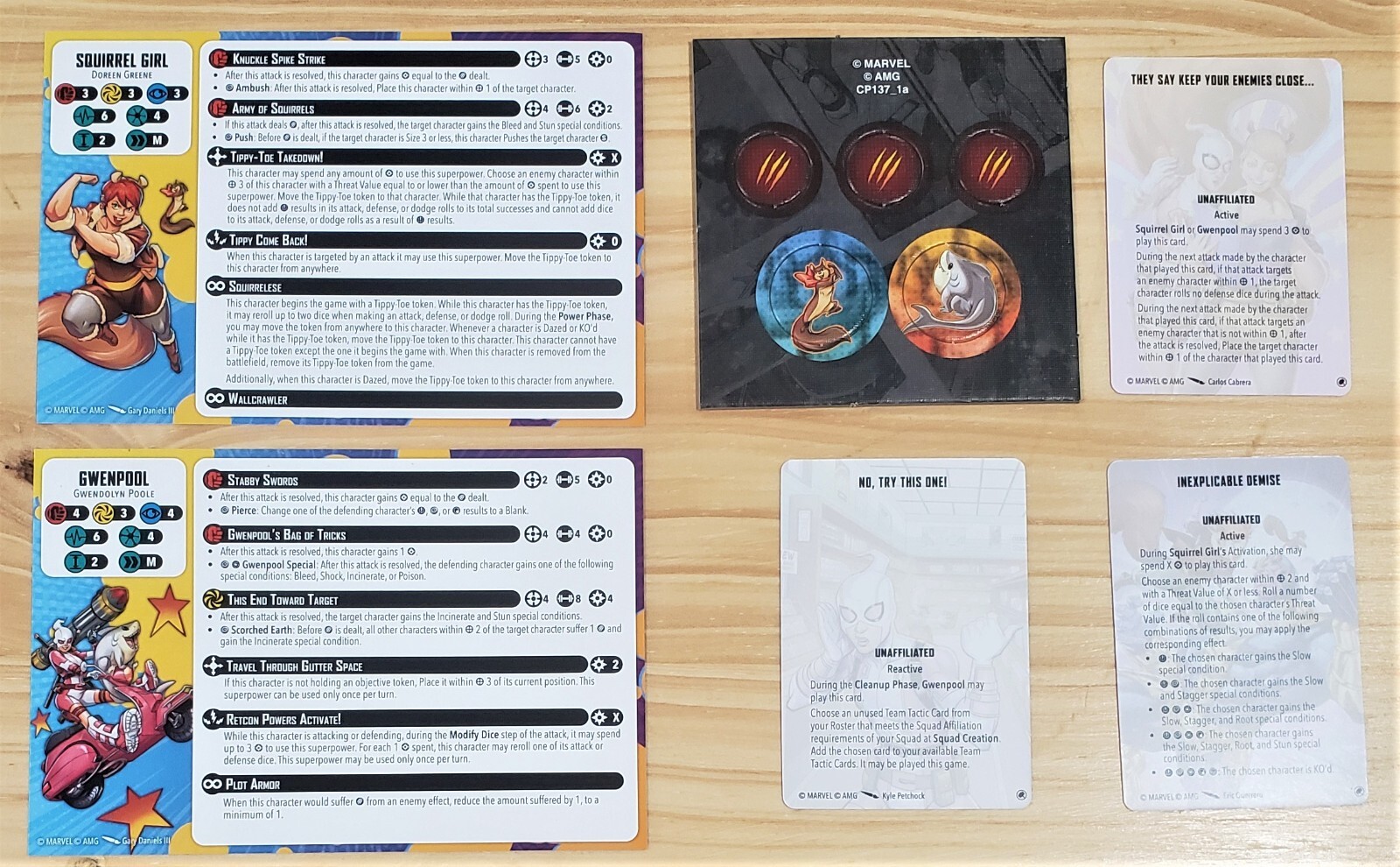 Marvel Crisis Protocol Squirrel Girl and Gwenpo ONLY Rules Tactic Cards ...
