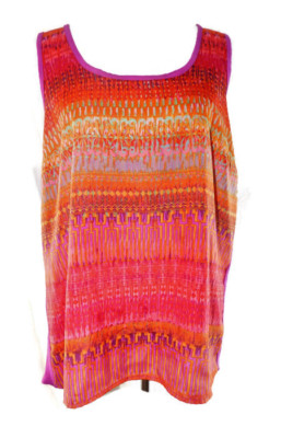 AB Studio Women's Orange Multi Tank Top ~ Size L | eBay