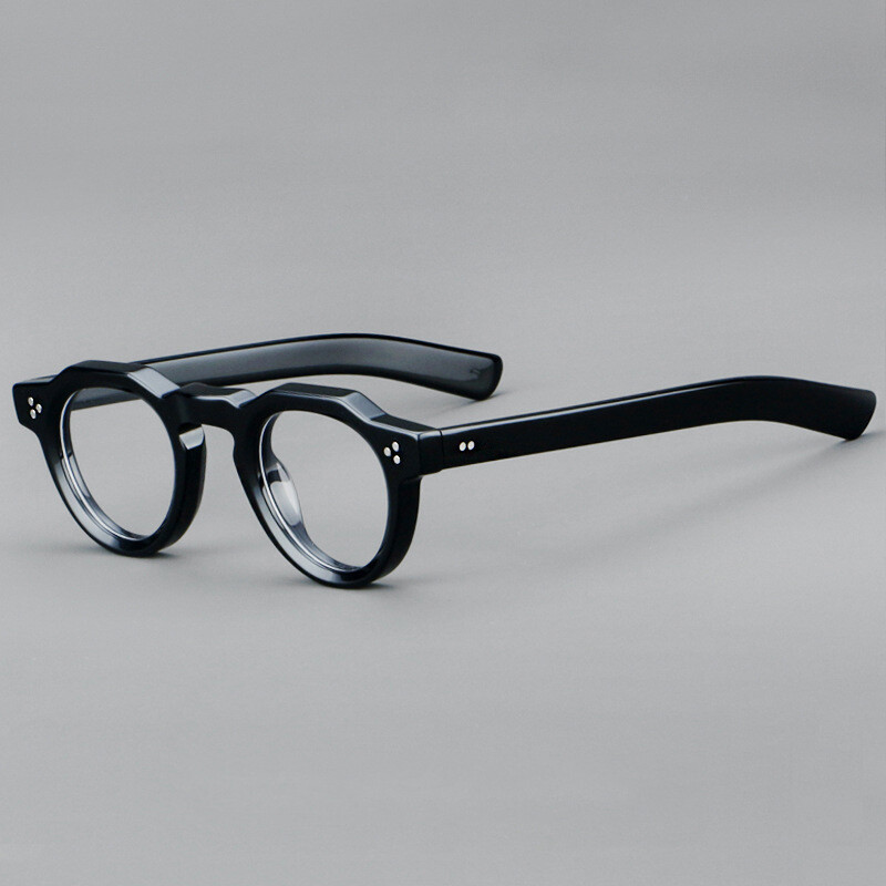 Acetate Round Thick Frame Eyeglasses Men Women Clear Lens Retro Glasses ...