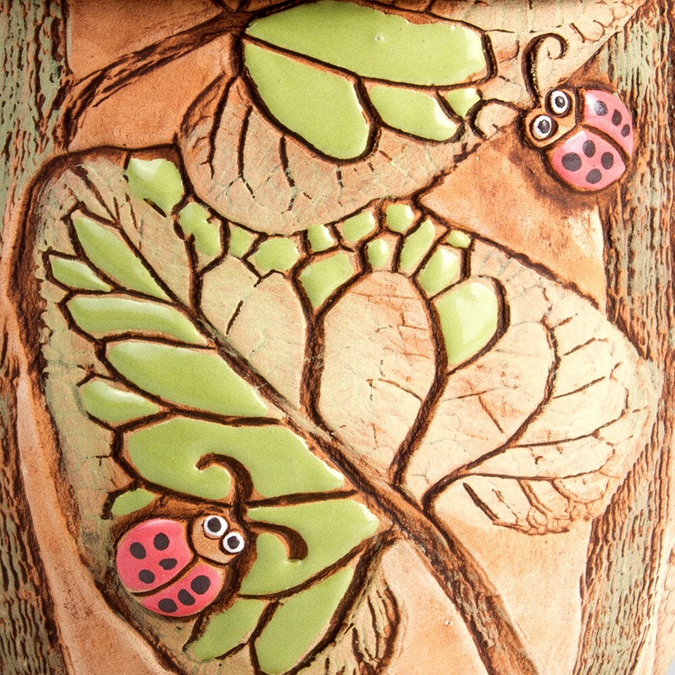 Ladybug Brown Ceramic Planter Plant Pot Handmade Vintage Clay Planter ...