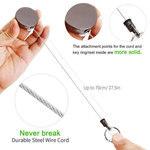 Anti-theft Metal Easy-to-pull Buckle Rope Elastic Keychain Retractable ...