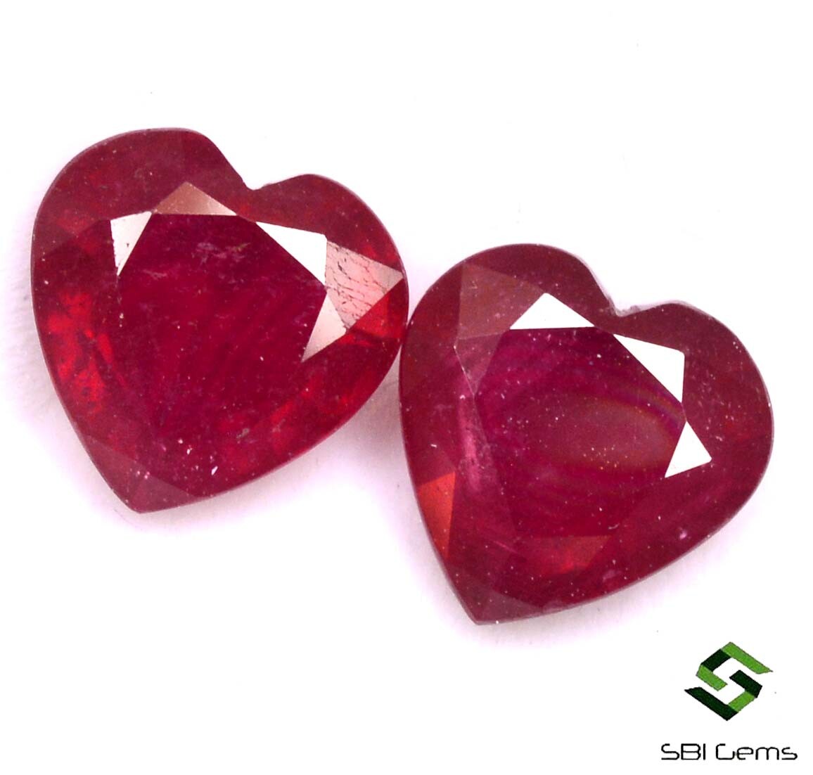 10x10 mm Natural Ruby Heart Shape Cut Pair 9.42 Cts Calibrated Loose ...