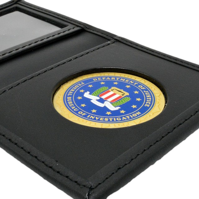 FBI Federal Bureau of Investigation Mens Black Leather Bi Fold ...