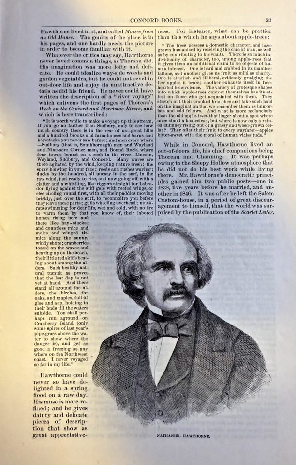 1875 Concord Books Concord Library Nathaniel Hawthorne Ralph Waldo ...