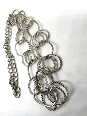 Twisted Circle & Smooth Oval Link Chain Silver Tone Fashion Necklace | eBay