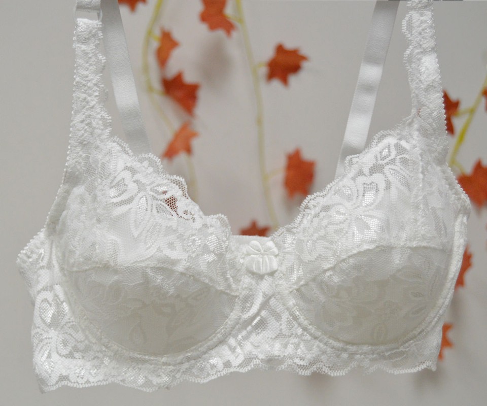 Women Sexy Underwired Full Coverage Non Padded Lace Sheer Bra 32-44 ...