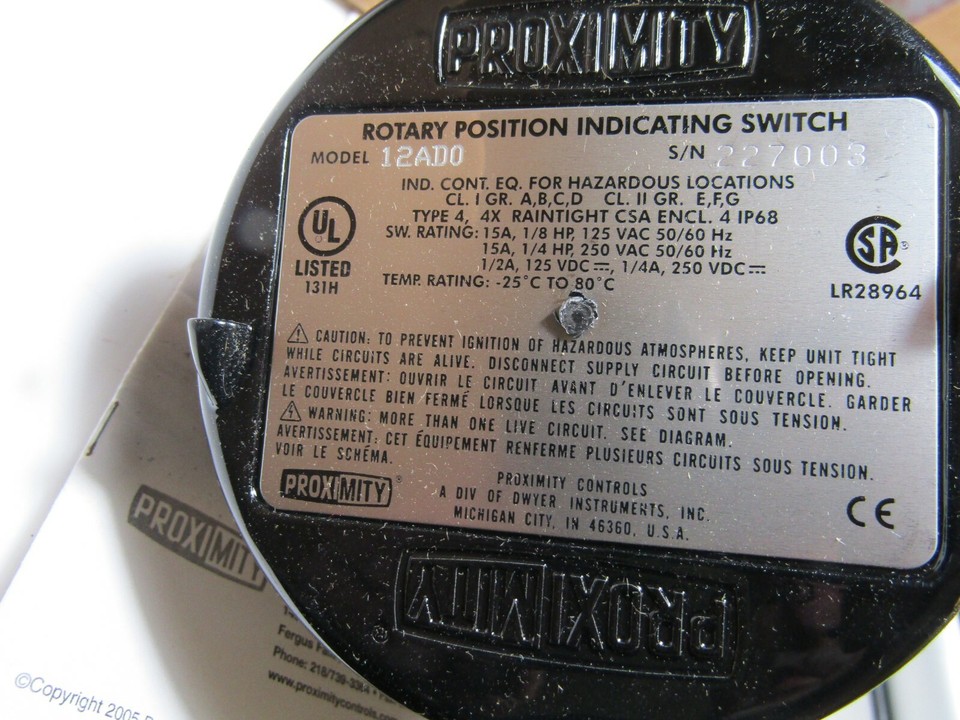 ️NEW PROXIMITY ROTARY POSITION INDICATING SWITCH MODEL 12ADO 12AD0 | eBay