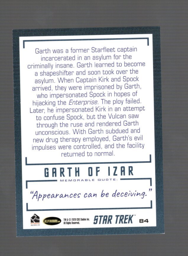 2020 STAR TREK TOS ARCHIVES & INSCRIPTIONS GARTH OF IZAR #84 VARIATION ...
