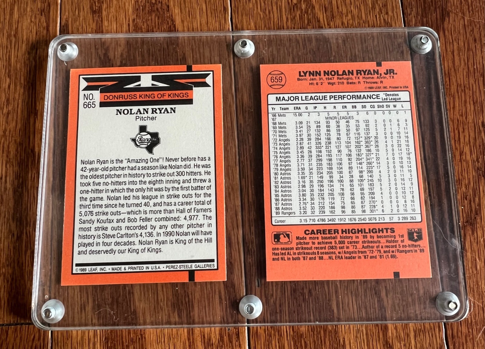 1990 Donruss Nolan Ryan Lot (2) Error Cards King of Kings & 5000K's 659 ...