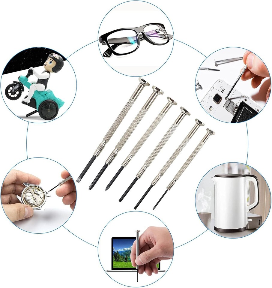 6PCS Precision Mini Screwdriver Set – Glasses Watch Electronics Repair ...