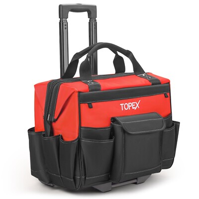 TOPEX 19 Inch Rolling Tool Bag, Multi-pocket Tool Organiser, Large Tool ...