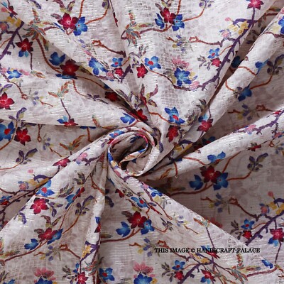 Handmade Crochet Sequence Loose Fabric Women Beige Floral Print Dress ...