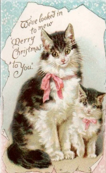 Victorian Christmas Cards Cats