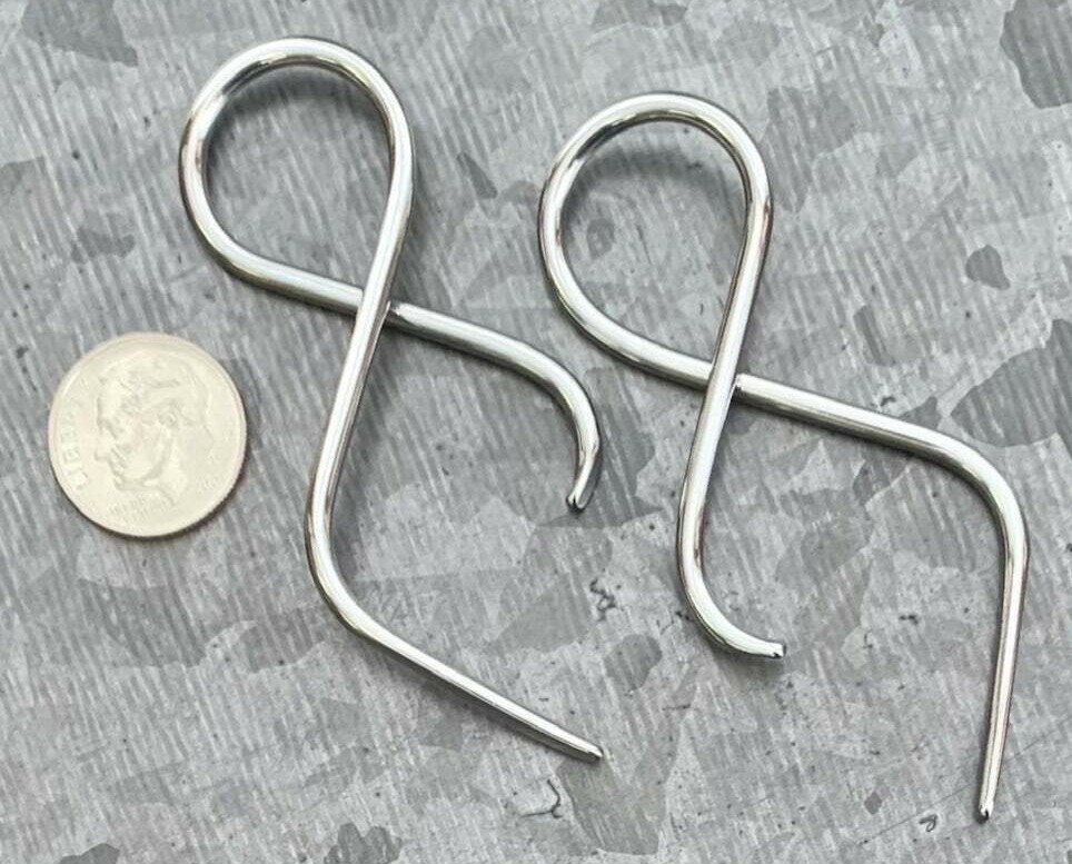 PAIR Surgical Steel Twist Tail Tapers Ear Plug Earring Gauge Guage Lobe ...
