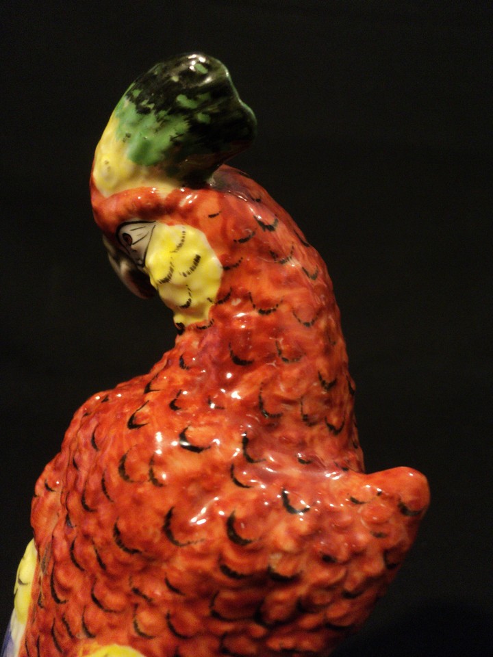 STUNNING ANTIQUE CONTINENTAL HAND PAINTED PORCELAIN COCKATIEL BIRD ...