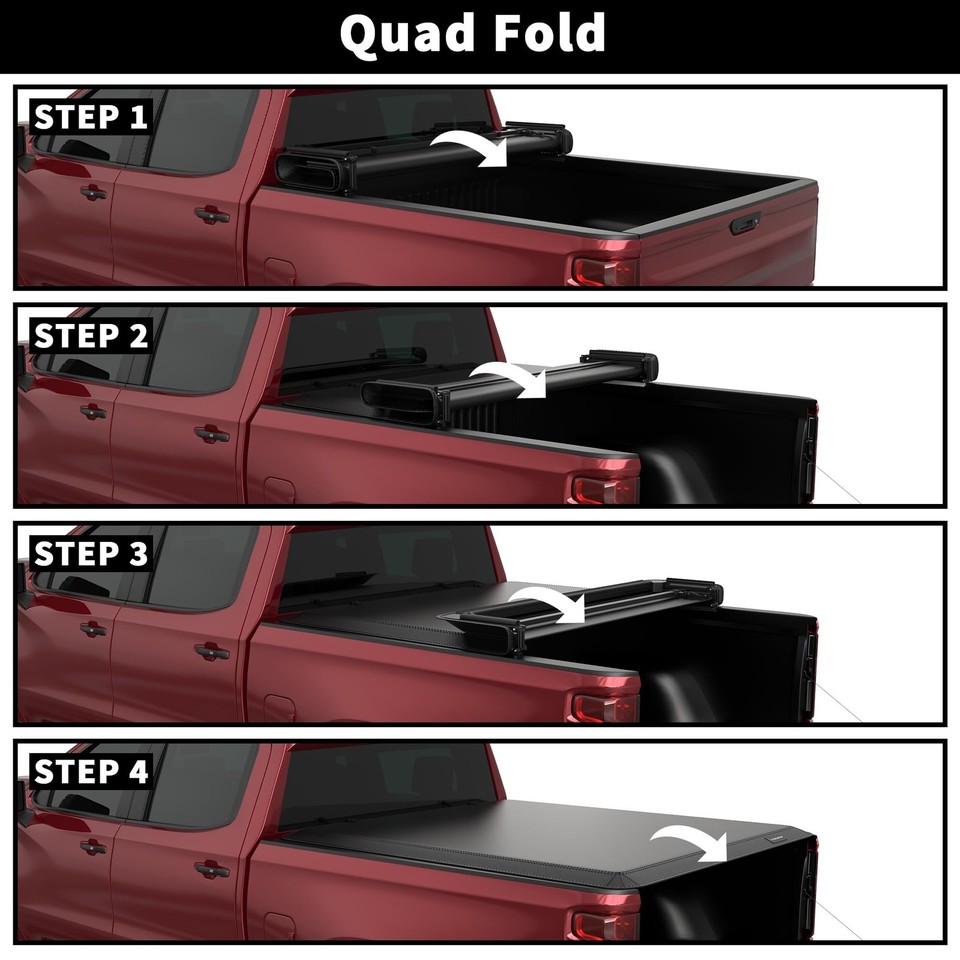 Soft Quad Fold Truck Bed Tonneau Cover Compatible for 2007-2013 Chevy ...