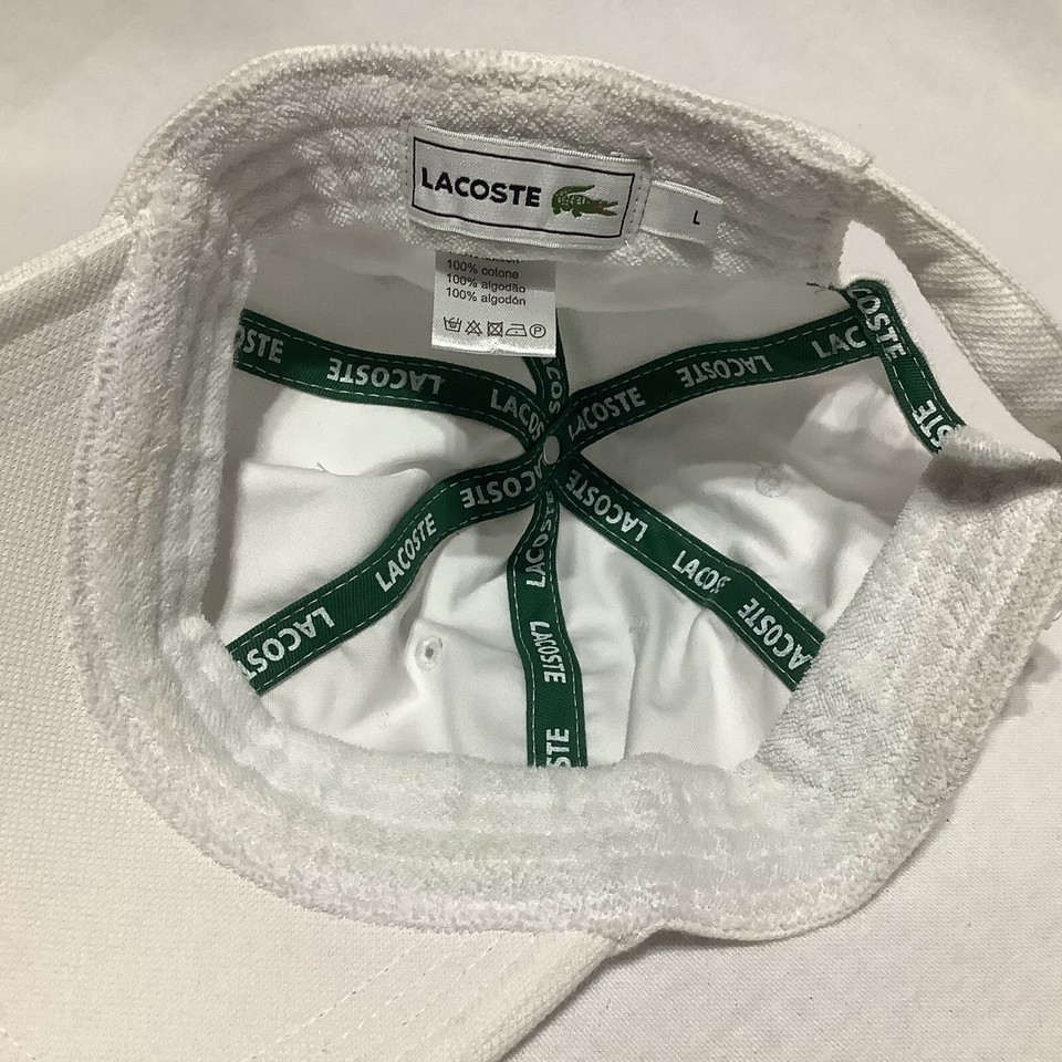 Men’s Vintage Lacoste 6 Panel Cap White Size L Adjustable Alligator | eBay