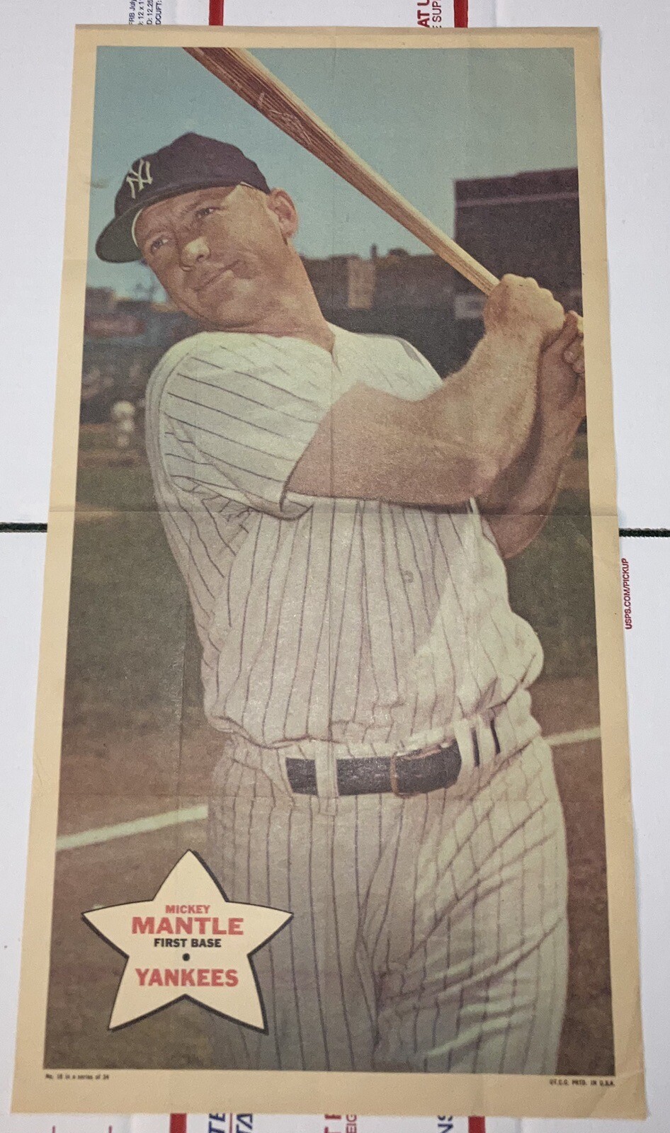 1968 Topps Posters Lot Mickey Mantle Aaron Killebrew Kaline Yaz Catfish ...