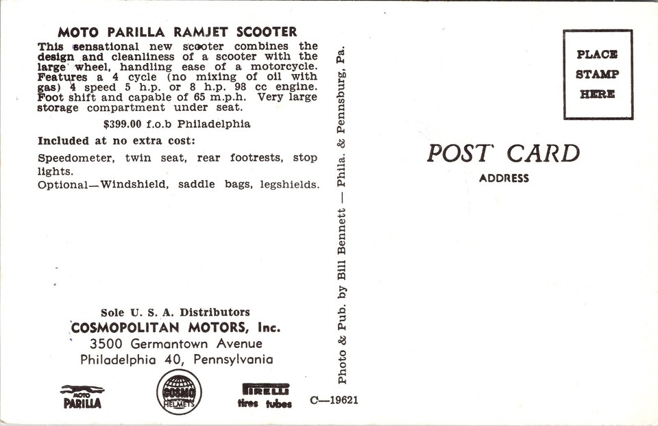 PC Moto Parilla Ramjet Scooter Cosmopolitan Motors Philadelphia ...