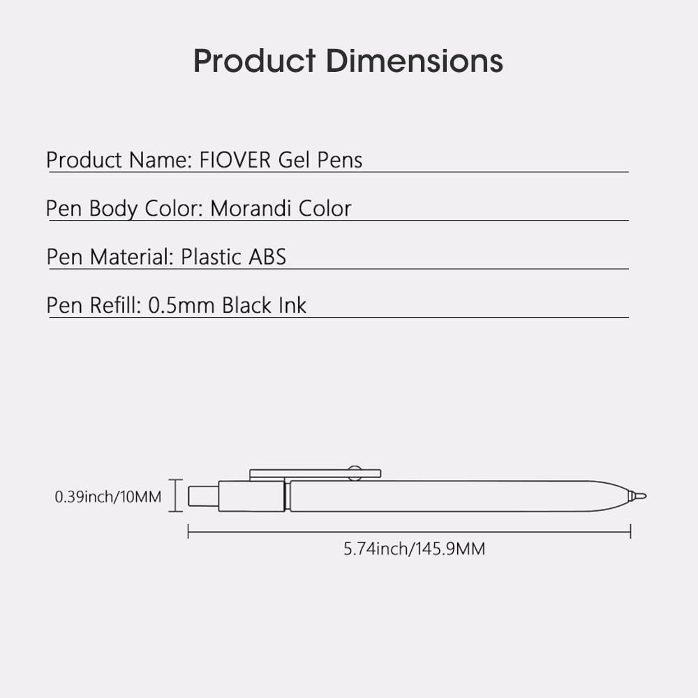 FIOVER 5Pcs Gel Pens 0.5Mm Quick Dry Black Ink Pens Fine Point Smooth ...