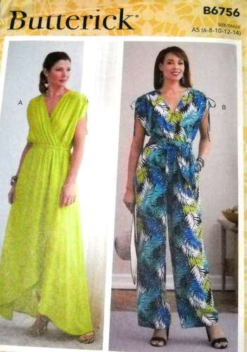 Butterick 6756 Dress Jumpsuit Sash Misses Size 6-14 Sewing Pattern | eBay