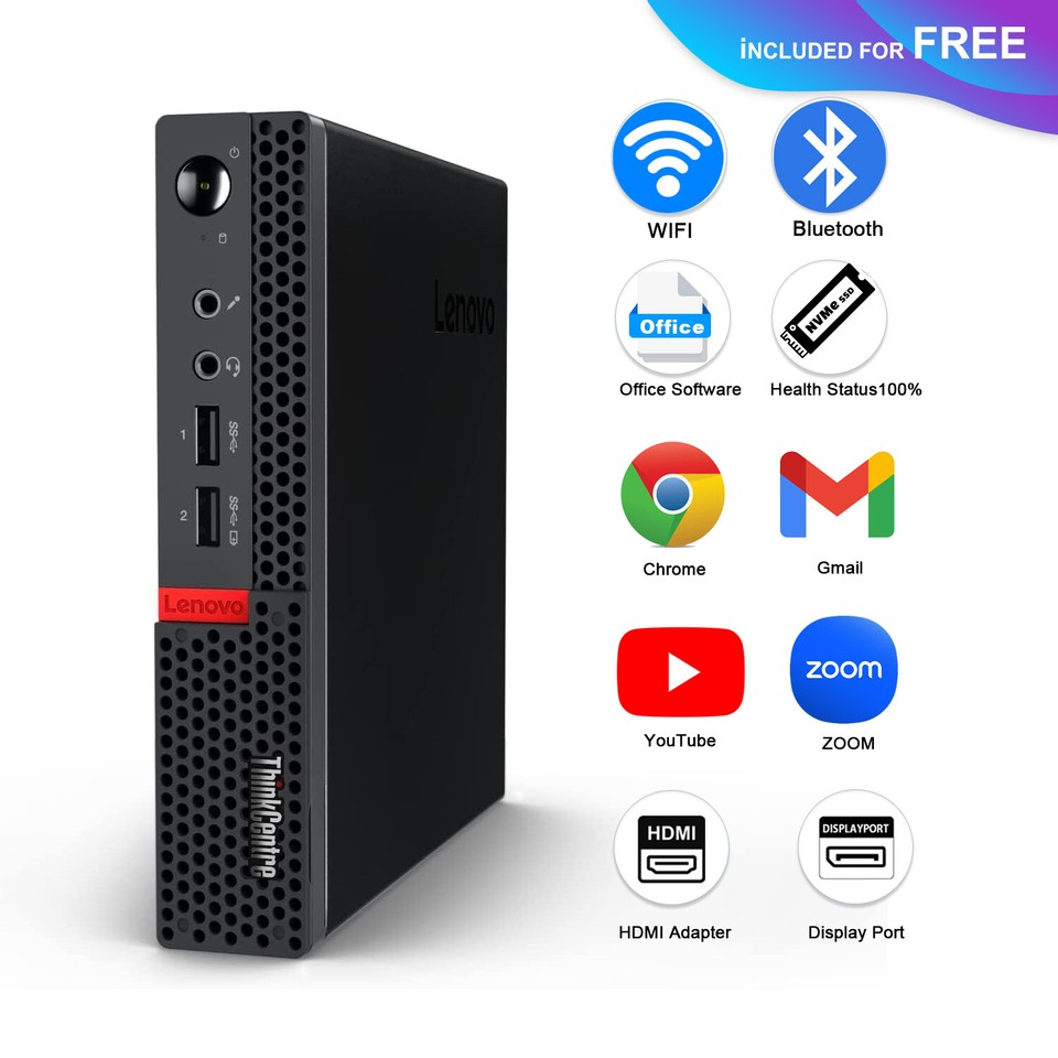 Lenovo Micro Desktop Computer PC, Up to 16 GB RAM 1TB SSD, WiFi Ubuntu ...