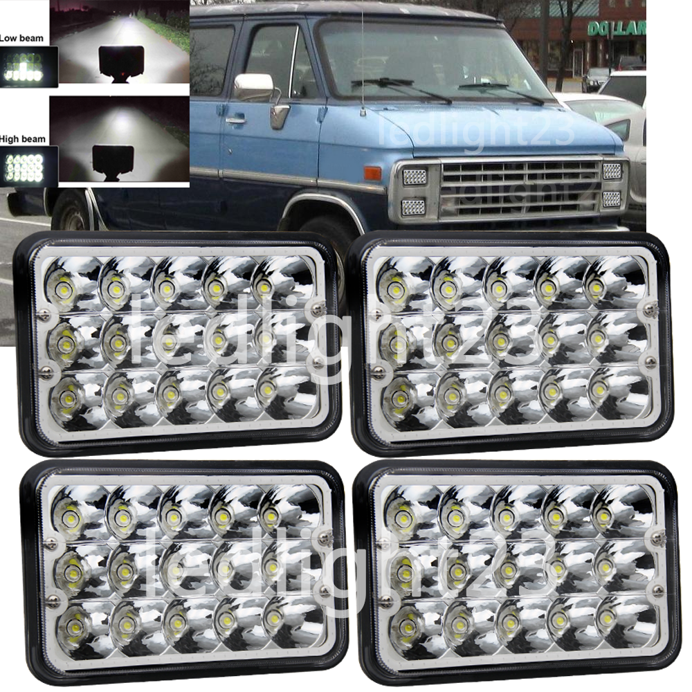 4pcs 4x6inch LED Headlights Hi-Lo beam Fit for Chevrolet G10 G20 G30 ...