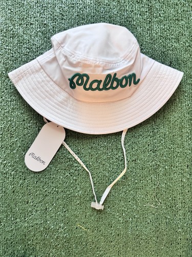 Malbon Golf Bucket Hat White | Embroidered Script Logo | Adjustable ...