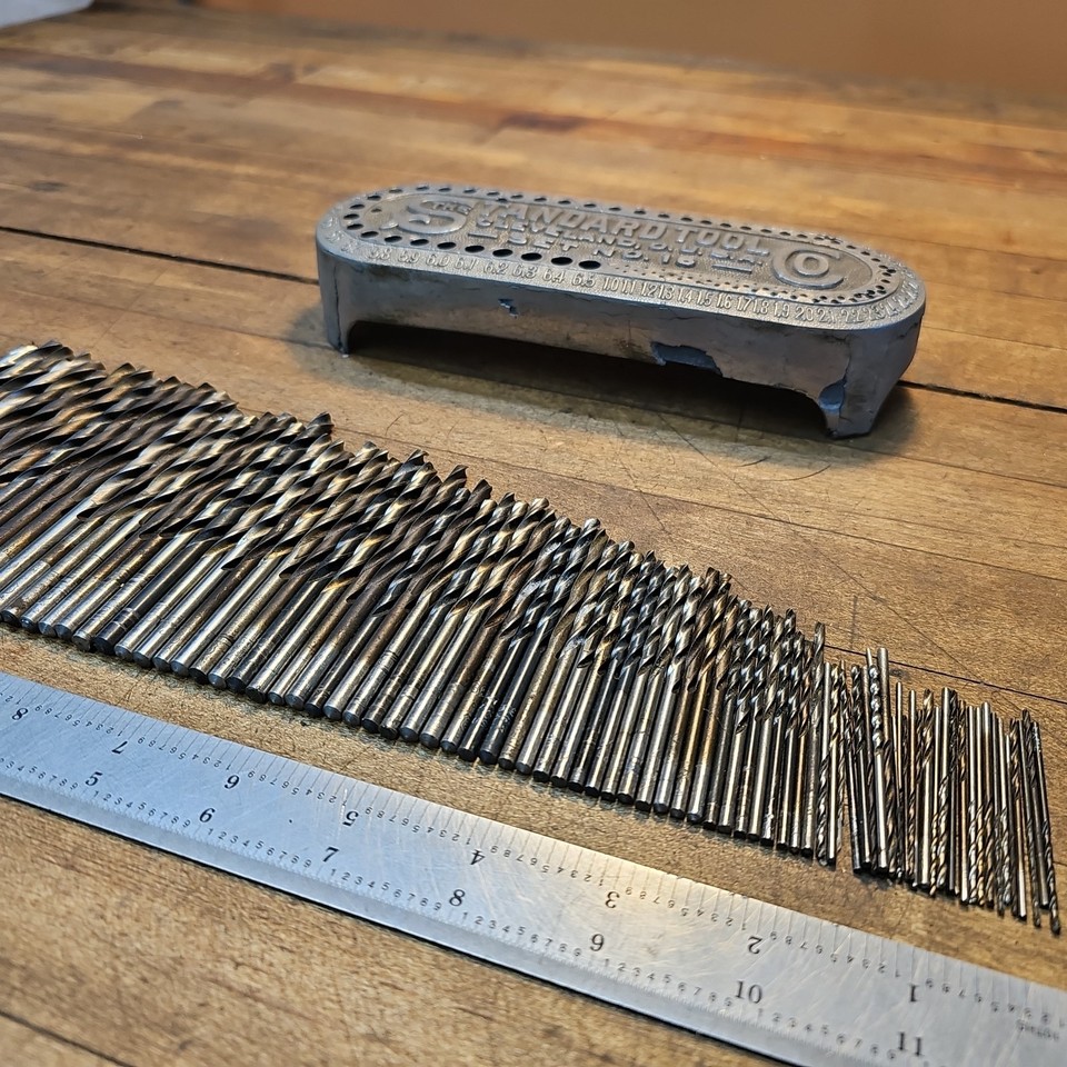 ANTIQUE Standard Tool Co Indexed 1-60 Cast Metal Footed Drill Bit Stand ...