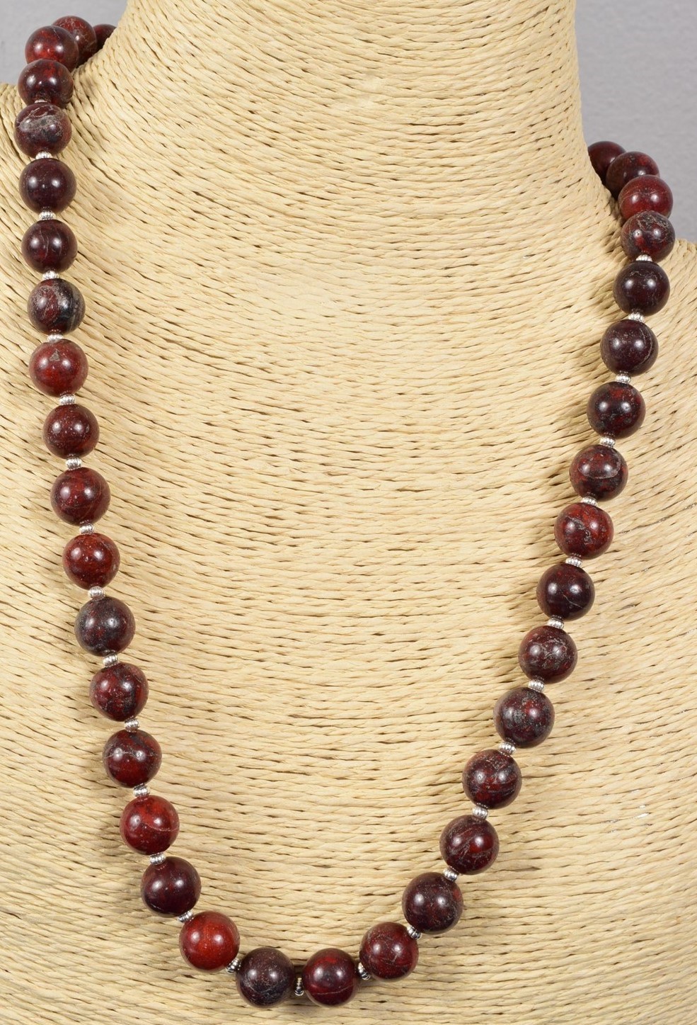 20-1/2" Genuine Crimson Red Jasper Brecciated 8mm Beaded Gemstone ...