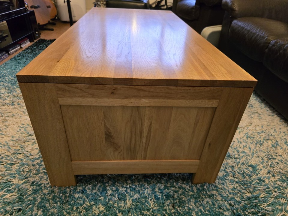 Solid oak coffee table with 6 drawers - PR7 - OAK FURNITURE LAND | eBay UK
