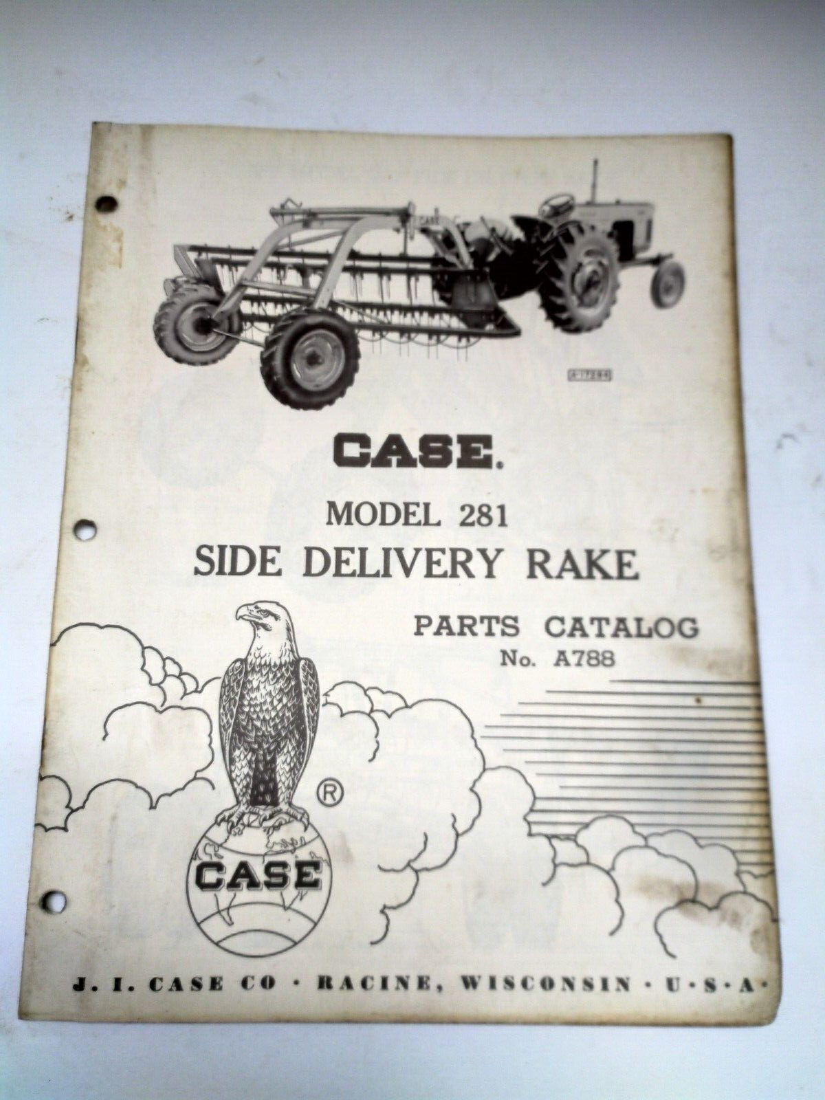 Case Model 281 Side Delivery Rake Parts Catalog No. A788 - No Back ...