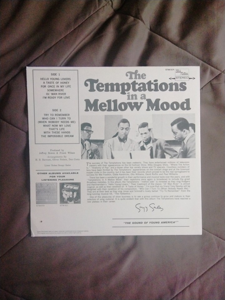 **RARE German Pressing** The Temptations LP, In A Mellow Mood, (1967 ...