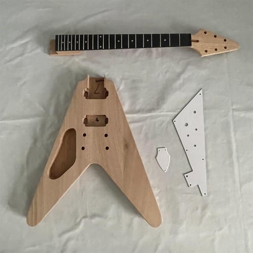 DIY Unfinished Flying V Electric Guitar Body&Neck Solid Body No Parts ...