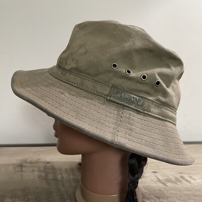 FILSON HAT Men's PACKER Waxed TIN CLOTH Canvas SAFARI GREEN Large ...