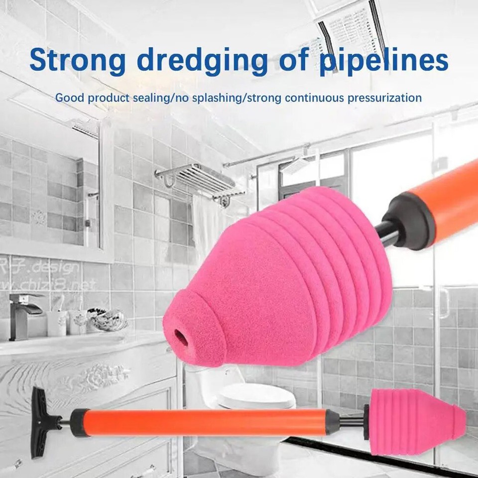 Heavy Duty High Pressure Toilet Unblock Plunger Clog Drain Buster ...