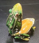 Green Bling Frog Hinged Metal Enameled Crystal Whimsical Trinket Box ...