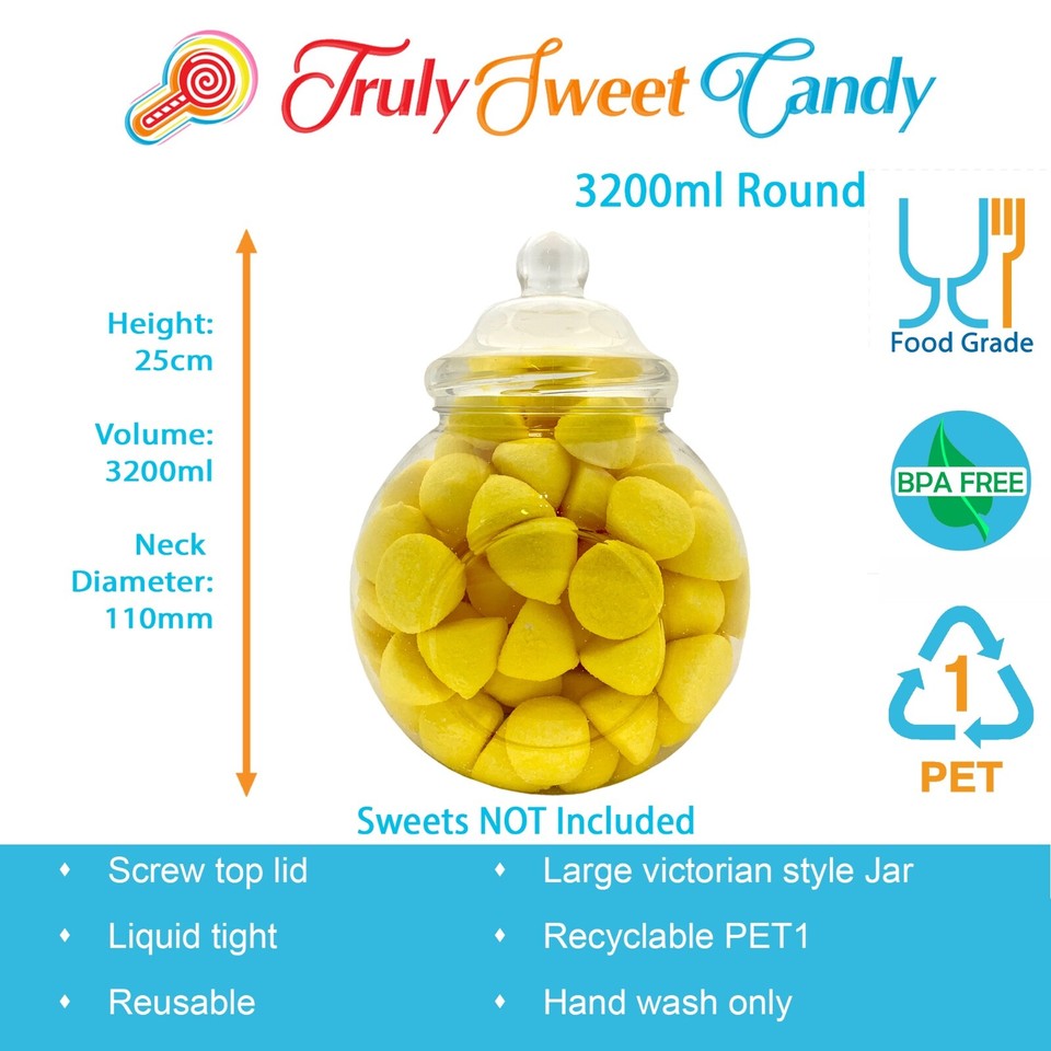 7 Large Plastic Sweet Jars for Truly Sweet Candy Buffet Sweet Table ...