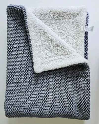 Chick Pea Bumpy Textured Baby Blanket Gray Sherpa 30x40 Soft White ...