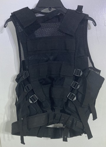 TAG Airsoft Tactical Utility Vest Black Adult Adjustable Mesh Back FREE ...