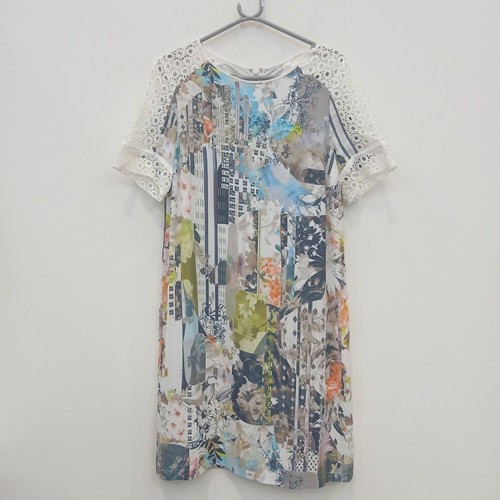 Basler Shift Dress Size UK Medium Women's Multicoloured Print Crochet ...