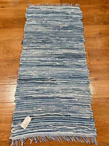 Woven Upcycled Denim Rag Rug Runner New 61" x 28" | eBay